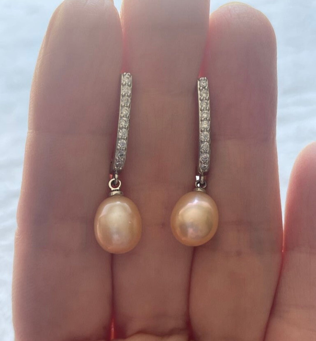 Echte natürliche rosa Perlenohrringe für Frauen 925 Silber - Etsy.de
