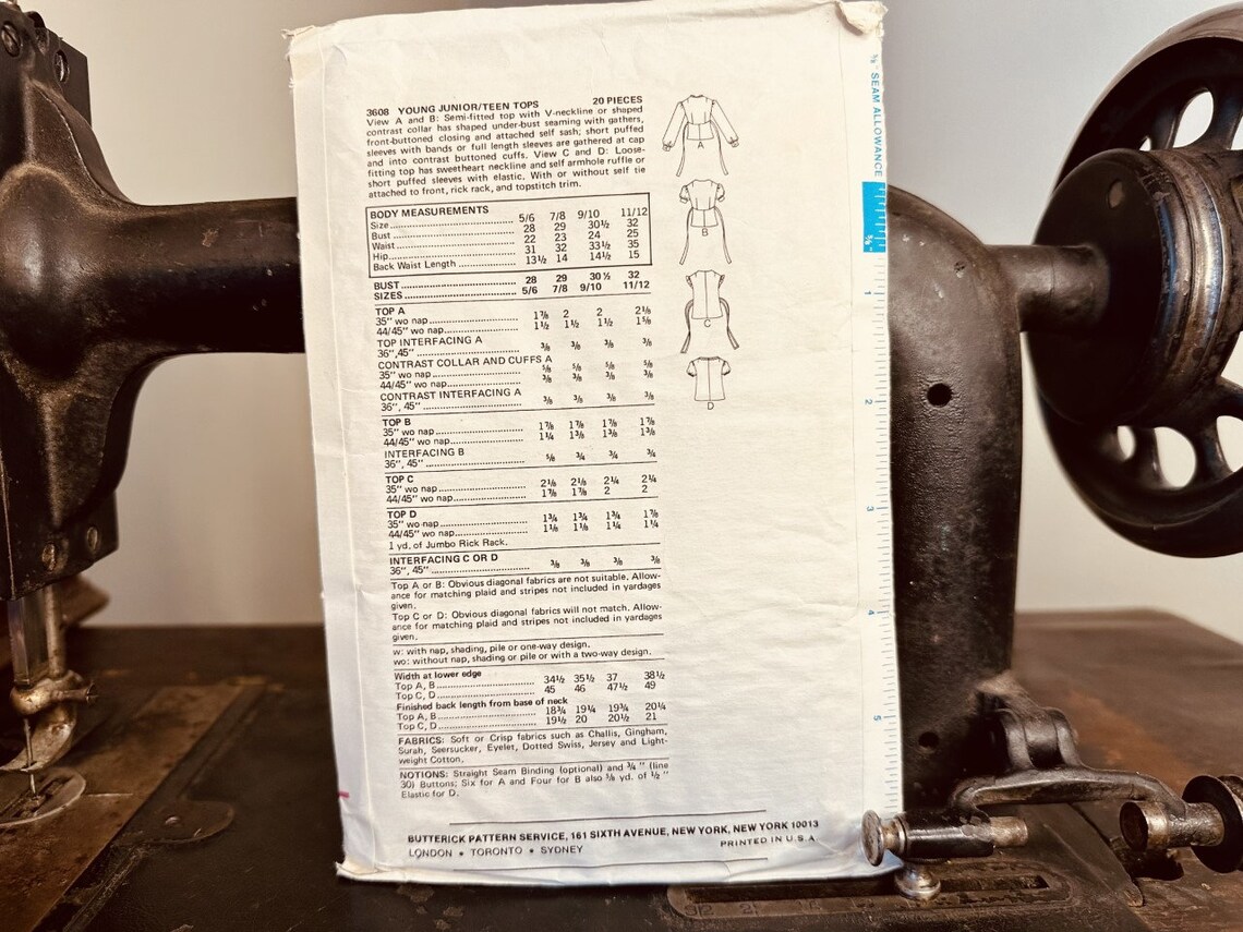 1970s 1974 Vintage Sewing Pattern Butterick 3608 Young Junior/teen Tops ...