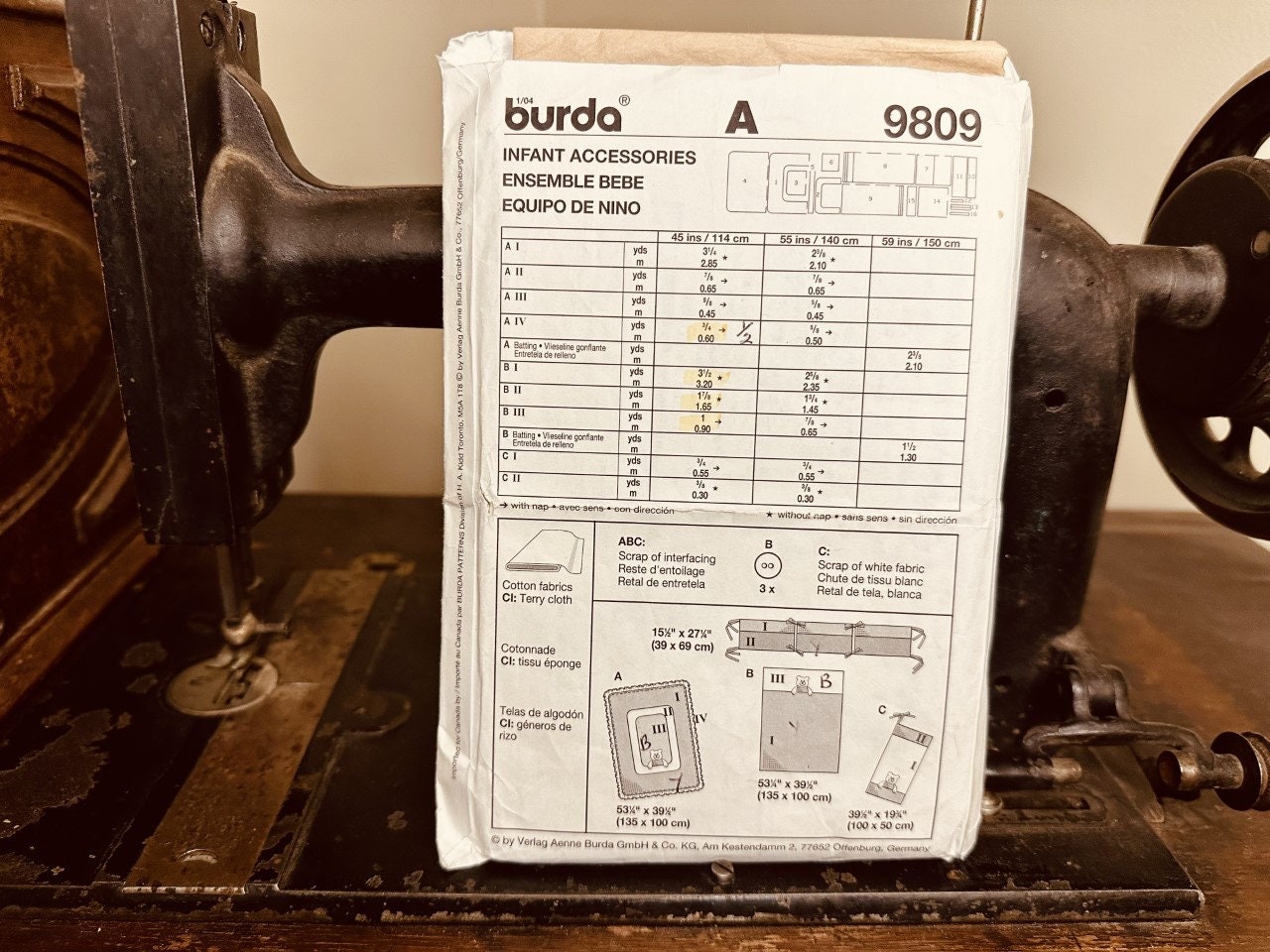 Vintage Sewing Pattern Burda 9809 Baby Infant Crafts Quilt Crib Nursery ...