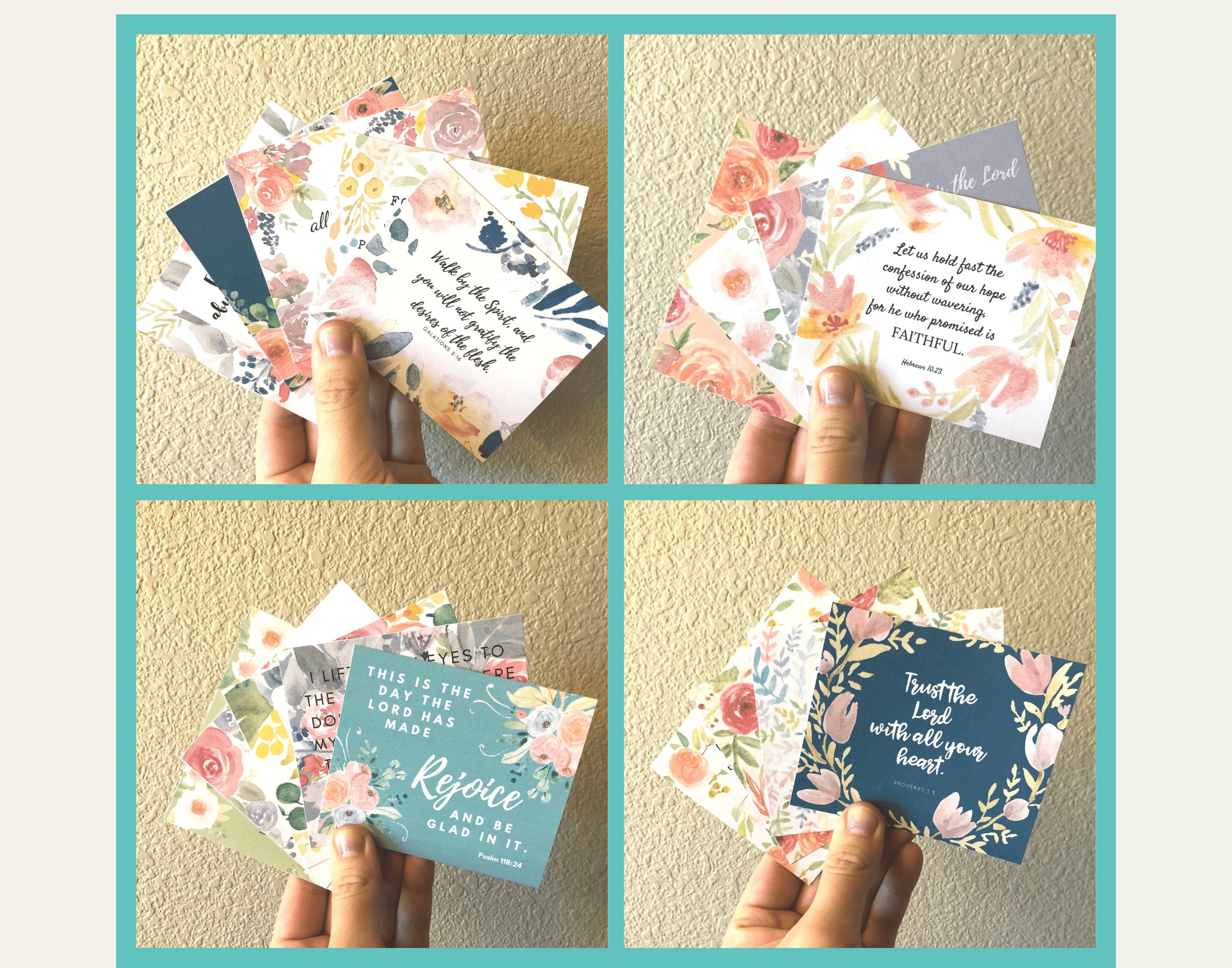 Scripture Card Bundle 1, Set of 18, Encouragement Cards, Bible Verse ...