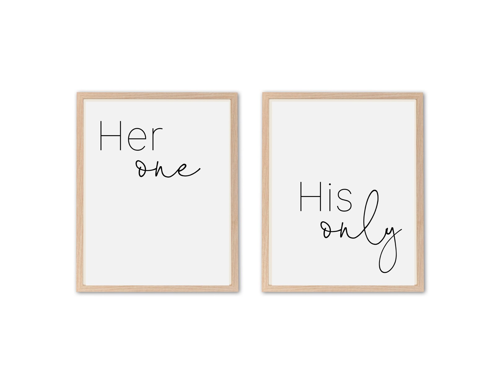 Her One His Only Printable Sign, Set of 2, Bedroom Decor, Instant ...