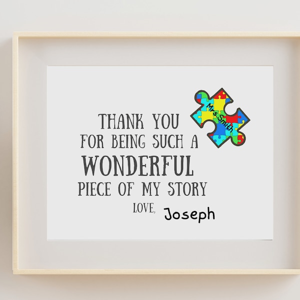 Autism Teacher Thank You - Etsy