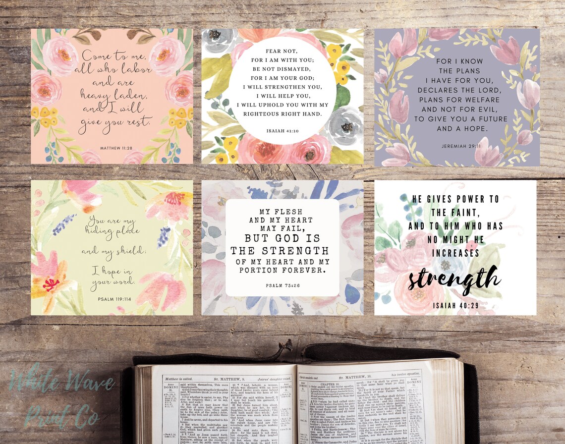 Scripture Card Bundle 1 & 2 Set of 36 Encouraging Verses | Etsy