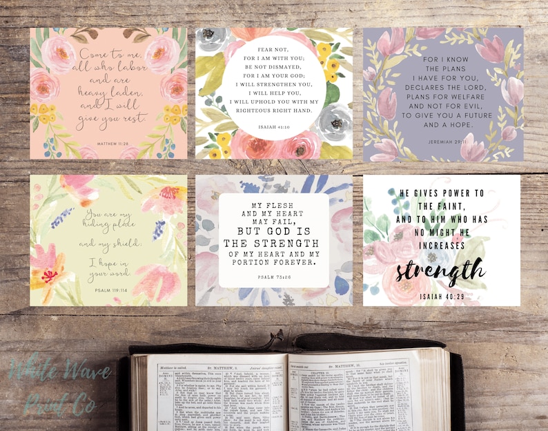 Scripture Card Bundle 1 & 2 Set of 36 Encouraging Verses - Etsy