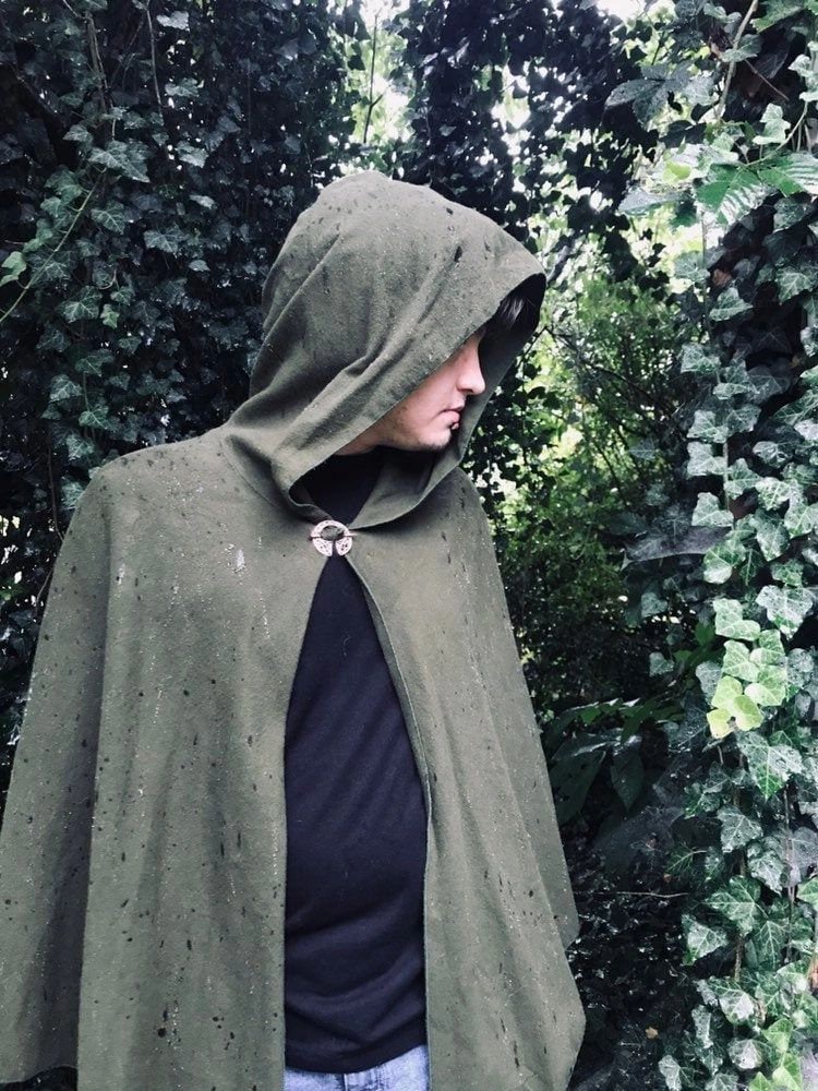 Cloak Hobbit Cloak Witch Cloak Green Cape Hooded Cloak | Etsy