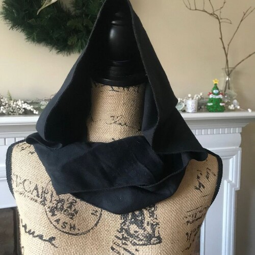 Cowl Hooded Cowl Flannel Scarf Medieval Cowl | Etsy