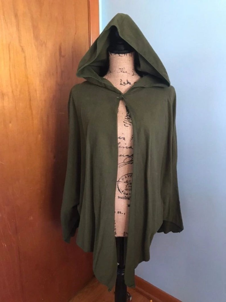 Hobbit Cloak Witch Cloak Green Cape Hooded Cloak | Etsy