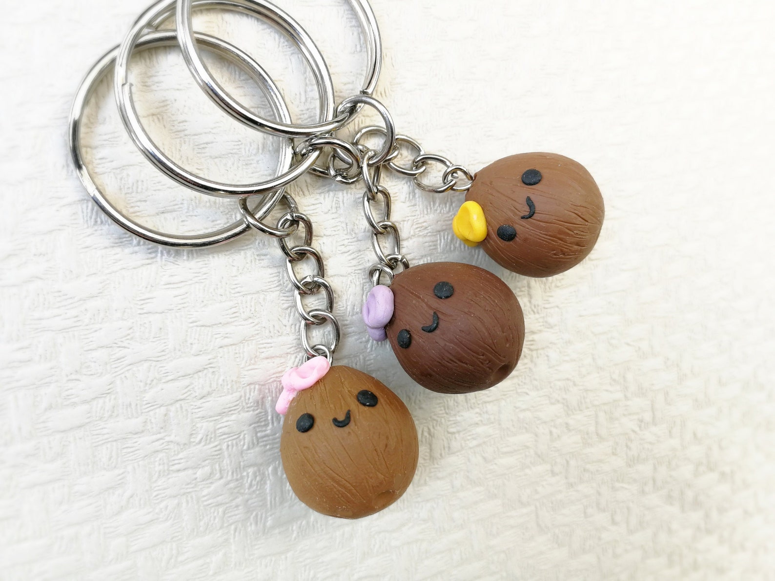 Coconut Keychain Kawaii BFF Keychains Valentine's Gift for - Etsy