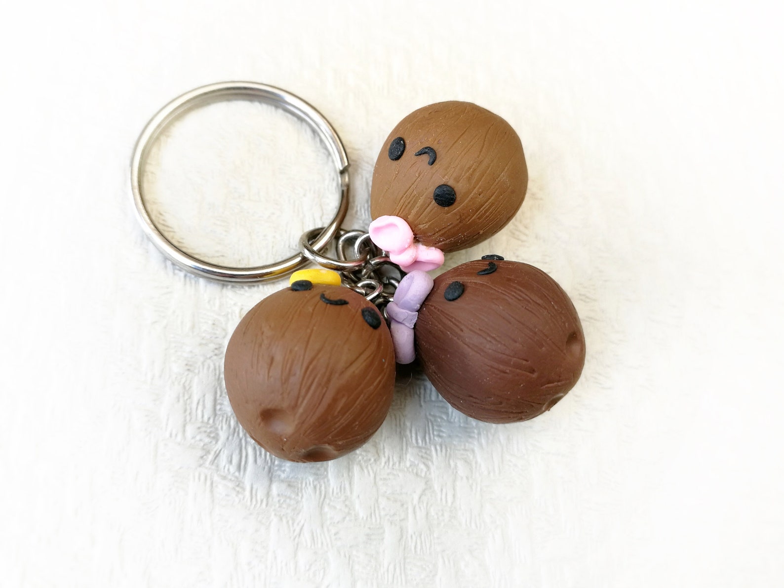Coconut Keychain Kawaii BFF Keychains Valentine's Gift for - Etsy