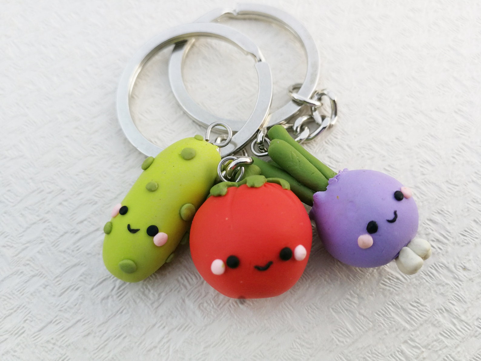 Kawaii Vegetable Keychain Radish Tomato Cucumber Onion | Etsy