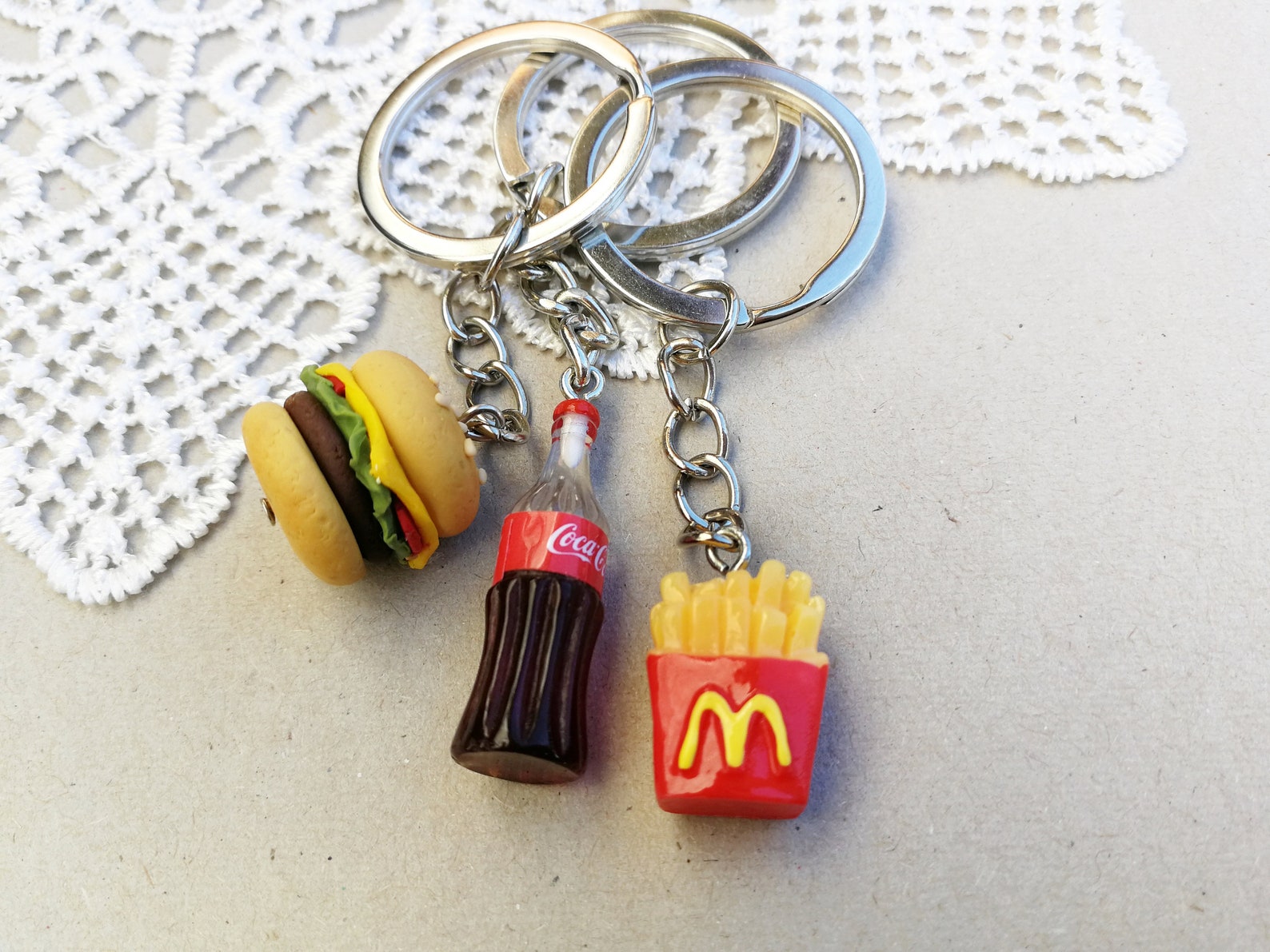 BFF Keychains Mcdonald's Hamburger French Fries and Cola Best Friend ...