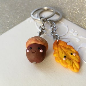 Autumn Keychain Kawaii Acorn Cute Leaf Fall Bag Charm Thanksgiving Gift ...