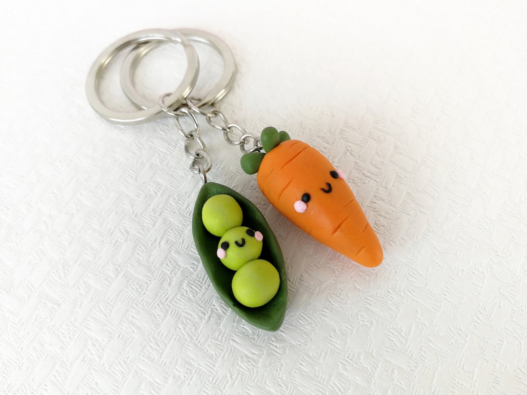 Best Friend Keychain BFF Kawaii Keychain Carrot and Peas Couple Key ...