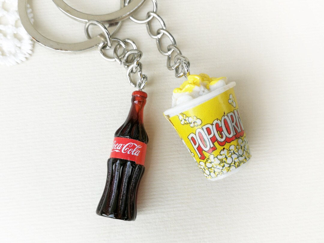 Cola and Popcorn Keychain Mini Food Key Ring - Etsy