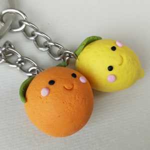 Orange Lemon Keychain Kawaii Fruit Gift for Best Friend BFF Key Chain ...