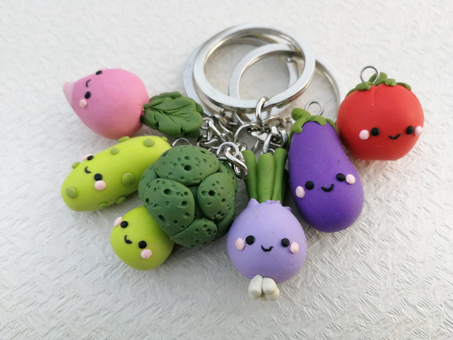 Kawaii Vegetable Keychain Radish Tomato Cucumber Onion Broccoli ...
