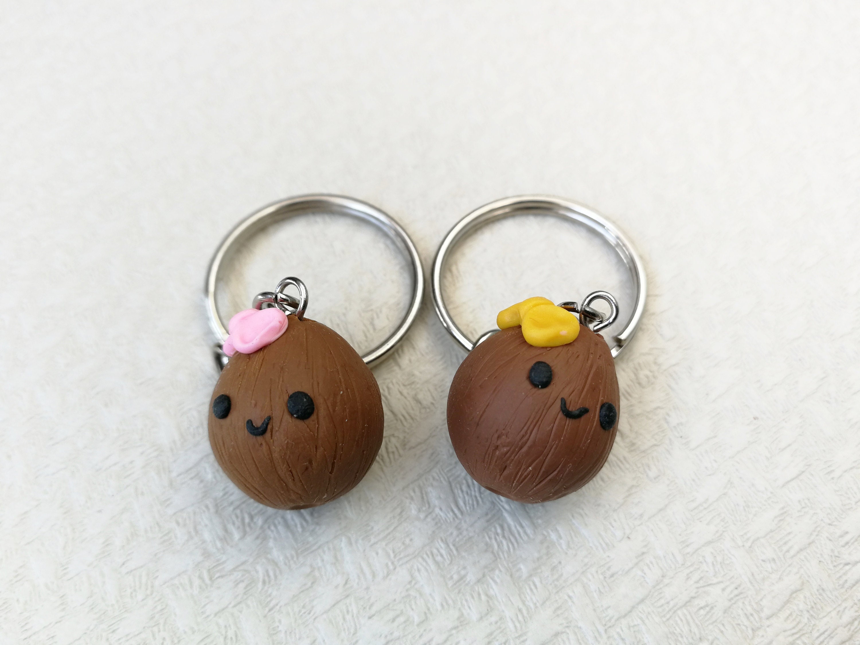 Coconut keychain Kawaii BFF keychains Valentine's gift for | Etsy