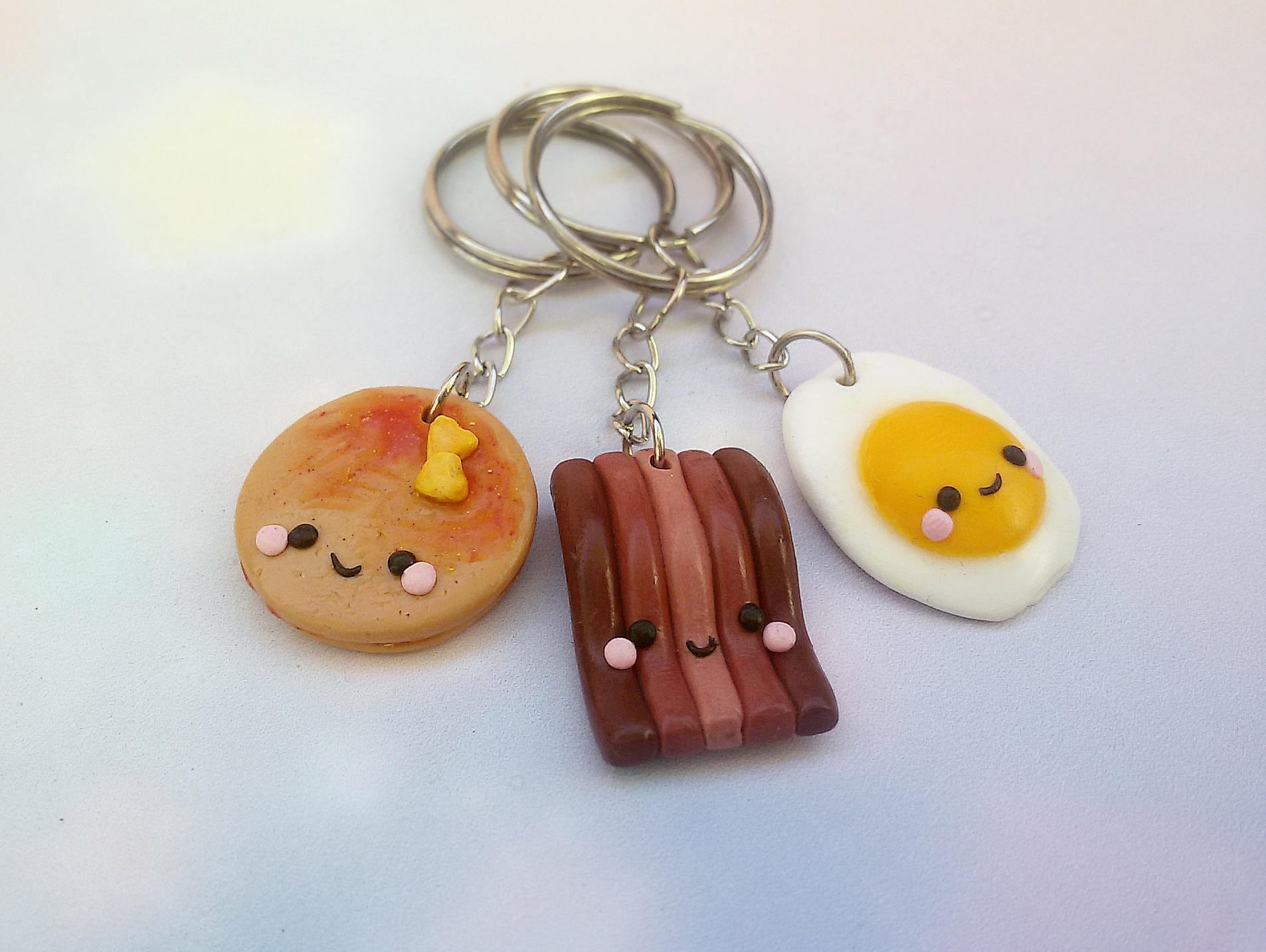 Best Friends Gift for 3 Friends Keychains Pancake Egg Bacon | Etsy