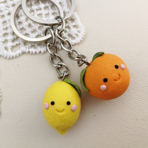Orange Lemon Keychain Kawaii Fruit Gift for Best Friend BFF Key Chain ...