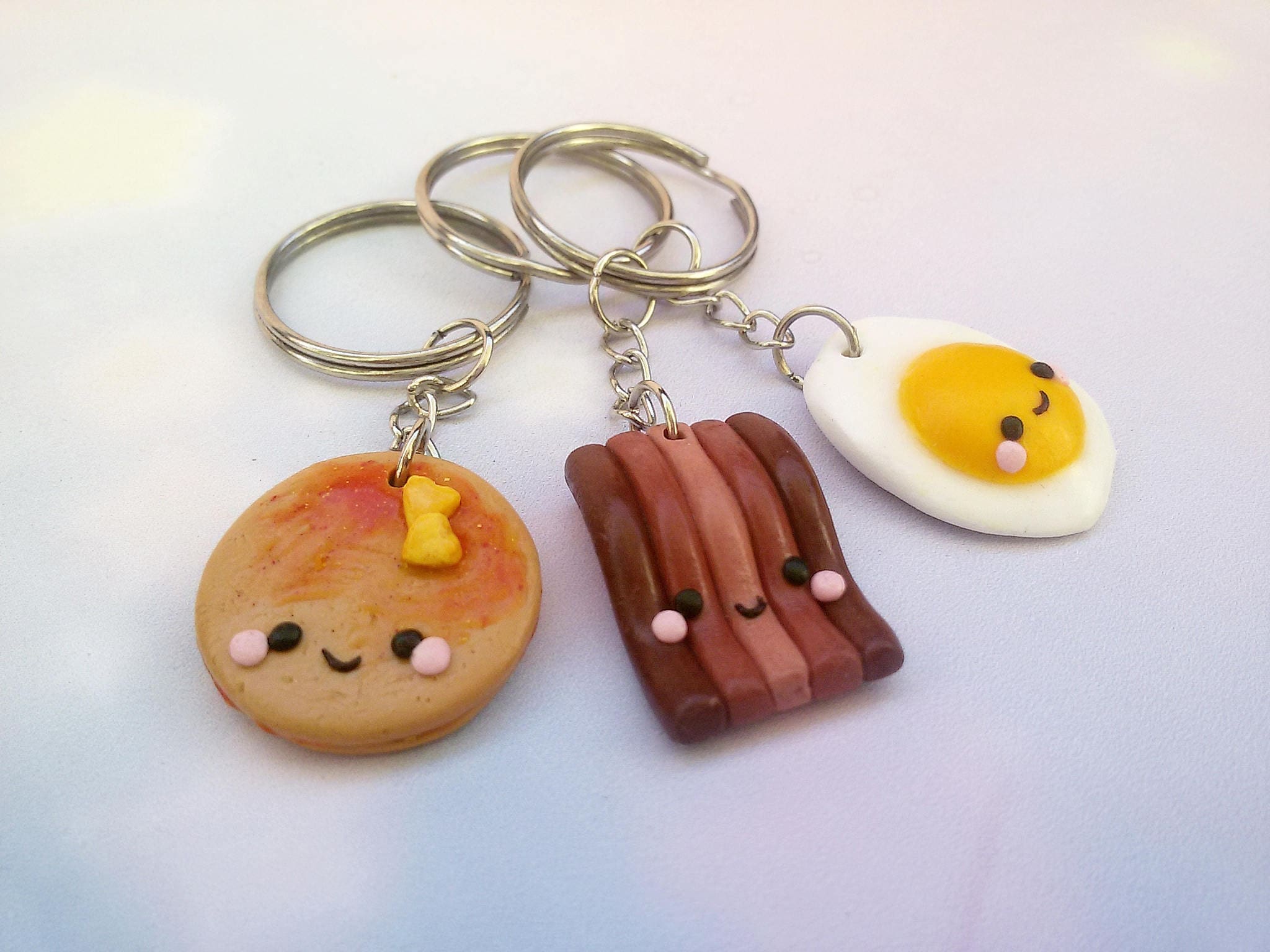 Best Friends Gift for 3 Friends Keychains Pancake Egg Bacon - Etsy