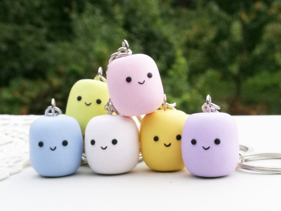 Kawaii Marshmallow Keychain Multicolor - Etsy