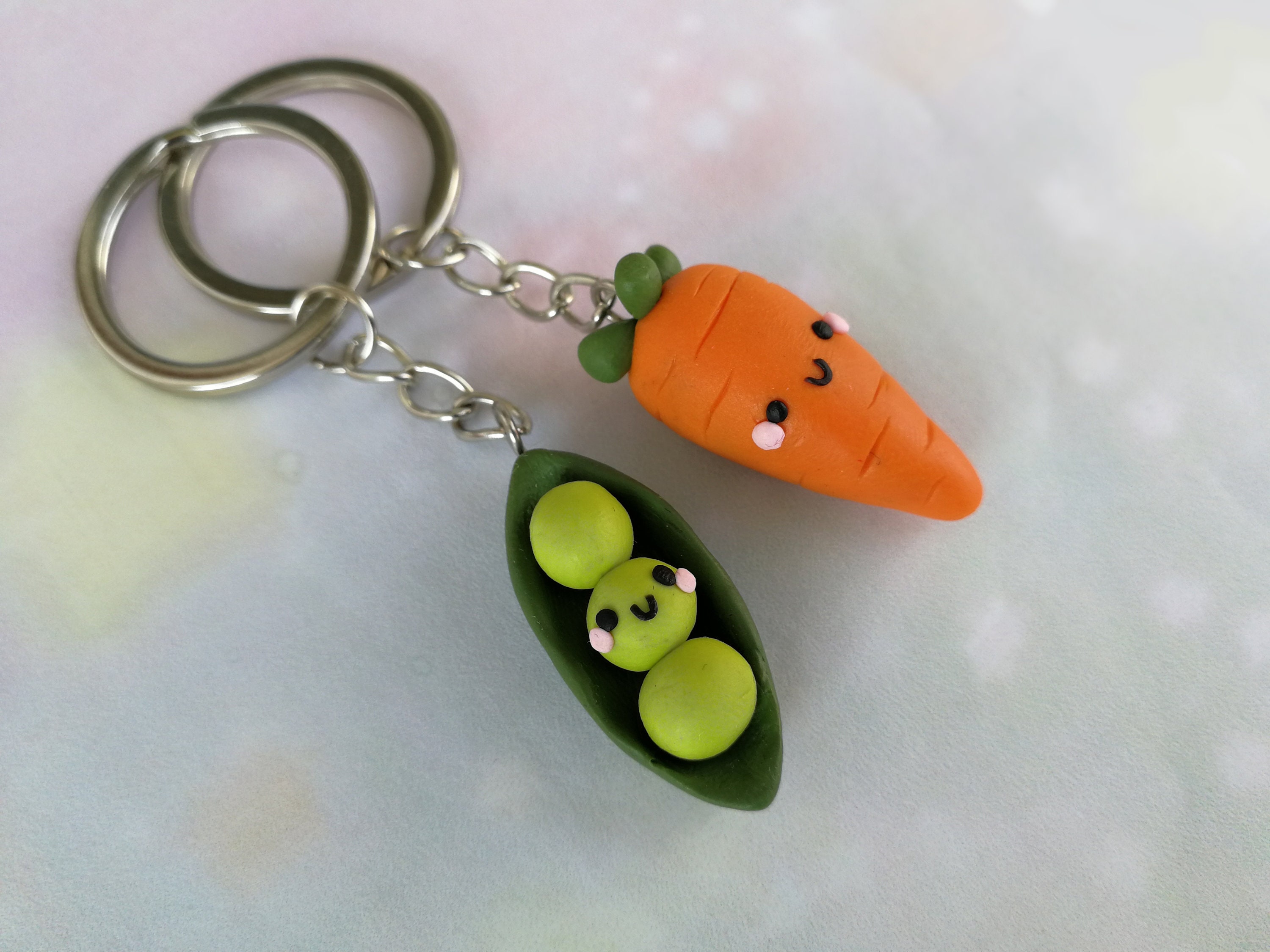 Best Friend Keychain BFF Kawaii Keychain Carrot and Peas - Etsy