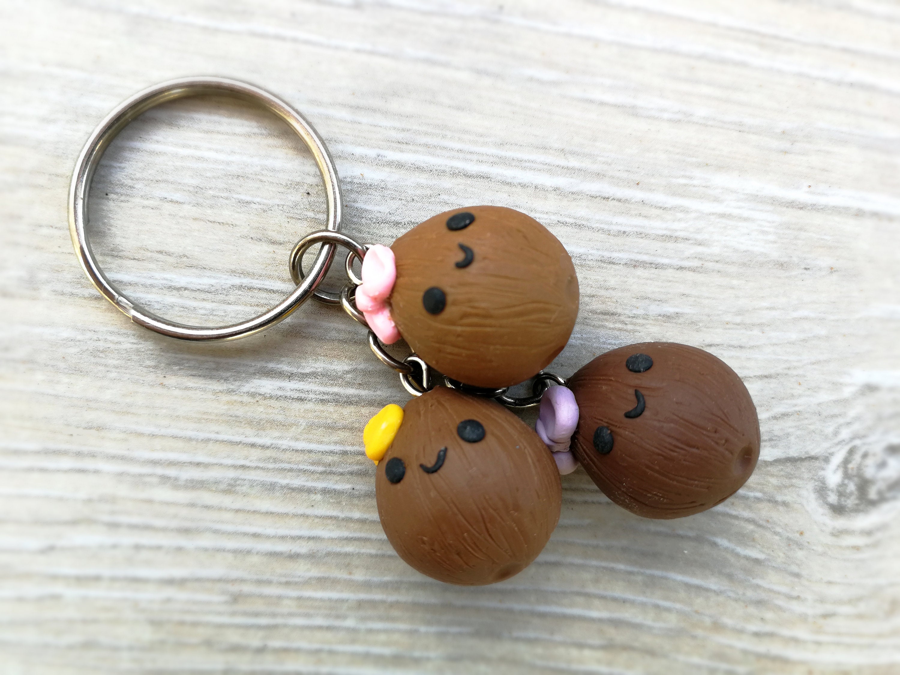 Coconut keychain Kawaii BFF keychains Valentine's gift for | Etsy