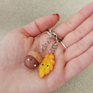 Autumn Keychain Kawaii Acorn Cute Leaf Fall Bag Charm Thanksgiving Gift ...
