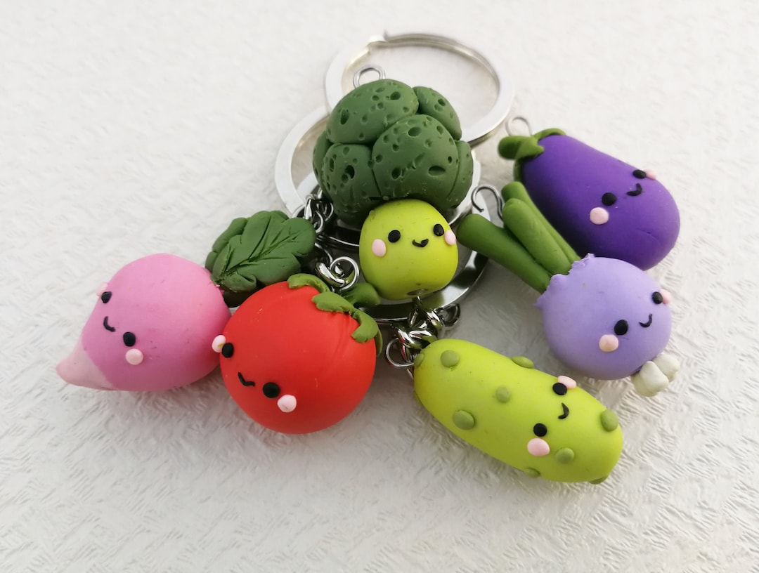 Kawaii Vegetable Keychain Radish Tomato Cucumber Onion Broccoli ...