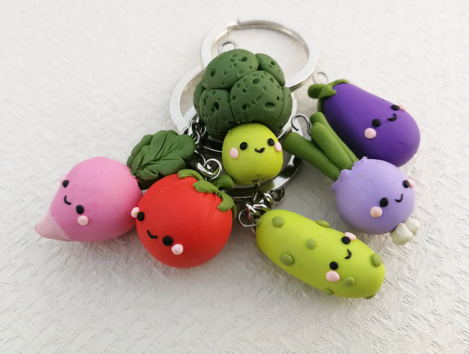 Kawaii Vegetable Keychain Radish Tomato Cucumber Onion Broccoli ...