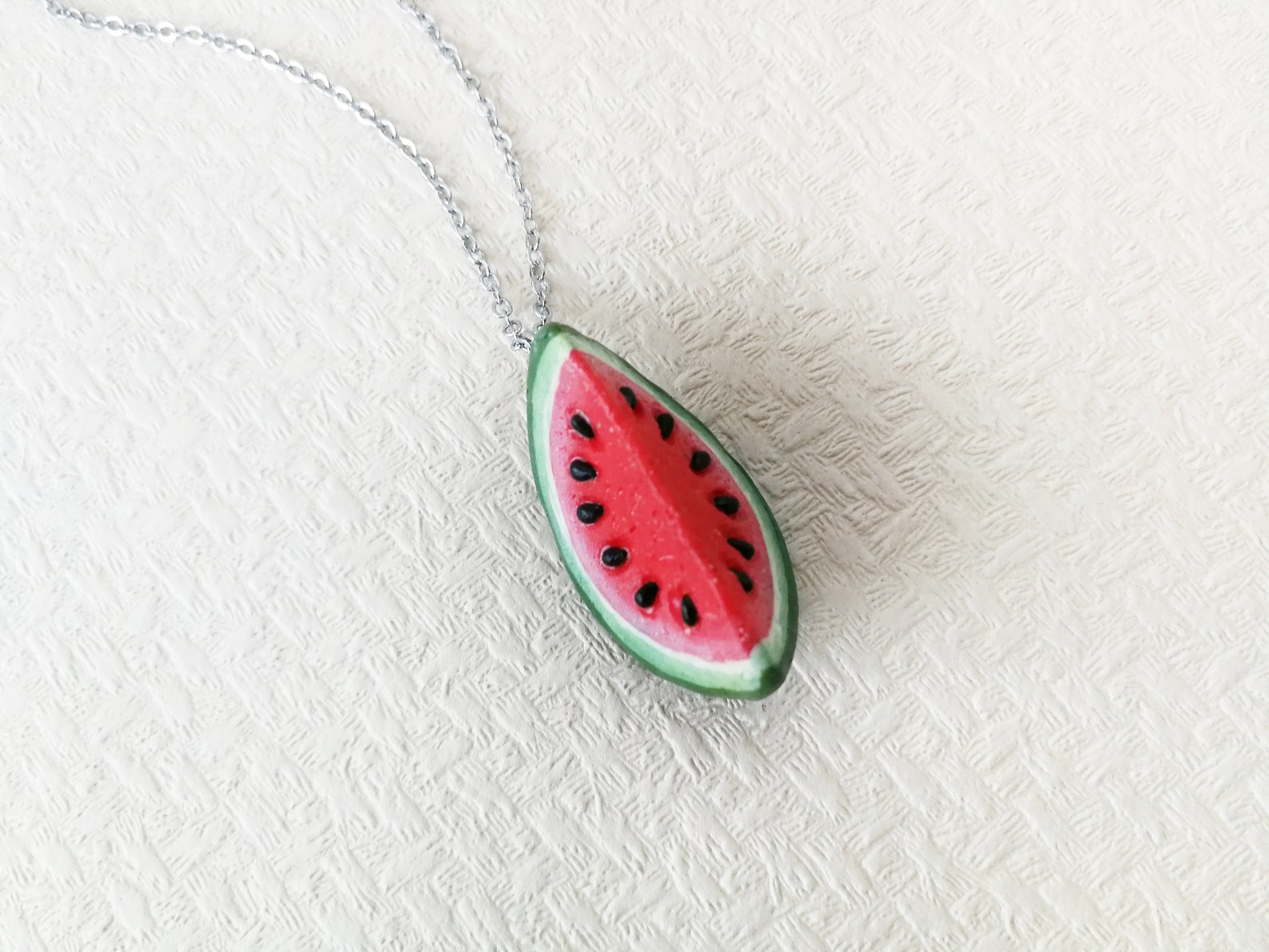 Watermelon Necklace Personalized Food Necklace Watermelon - Etsy