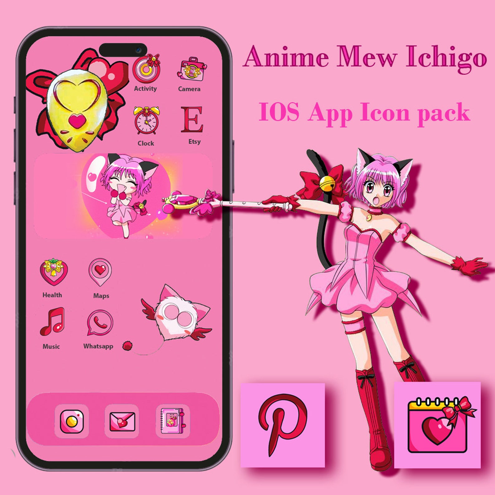 100 Anime Pink Ichigo Ios App Icons | JPEG Icons | Screen Icons - Etsy
