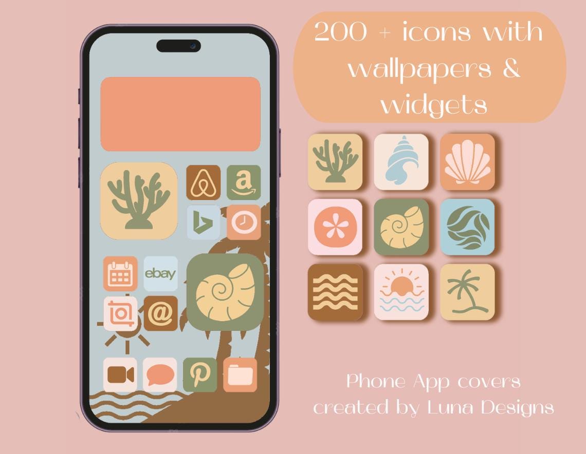 200 + Beachy Theme App Icons | JPEG Icons | Screen Icons | Summer App ...