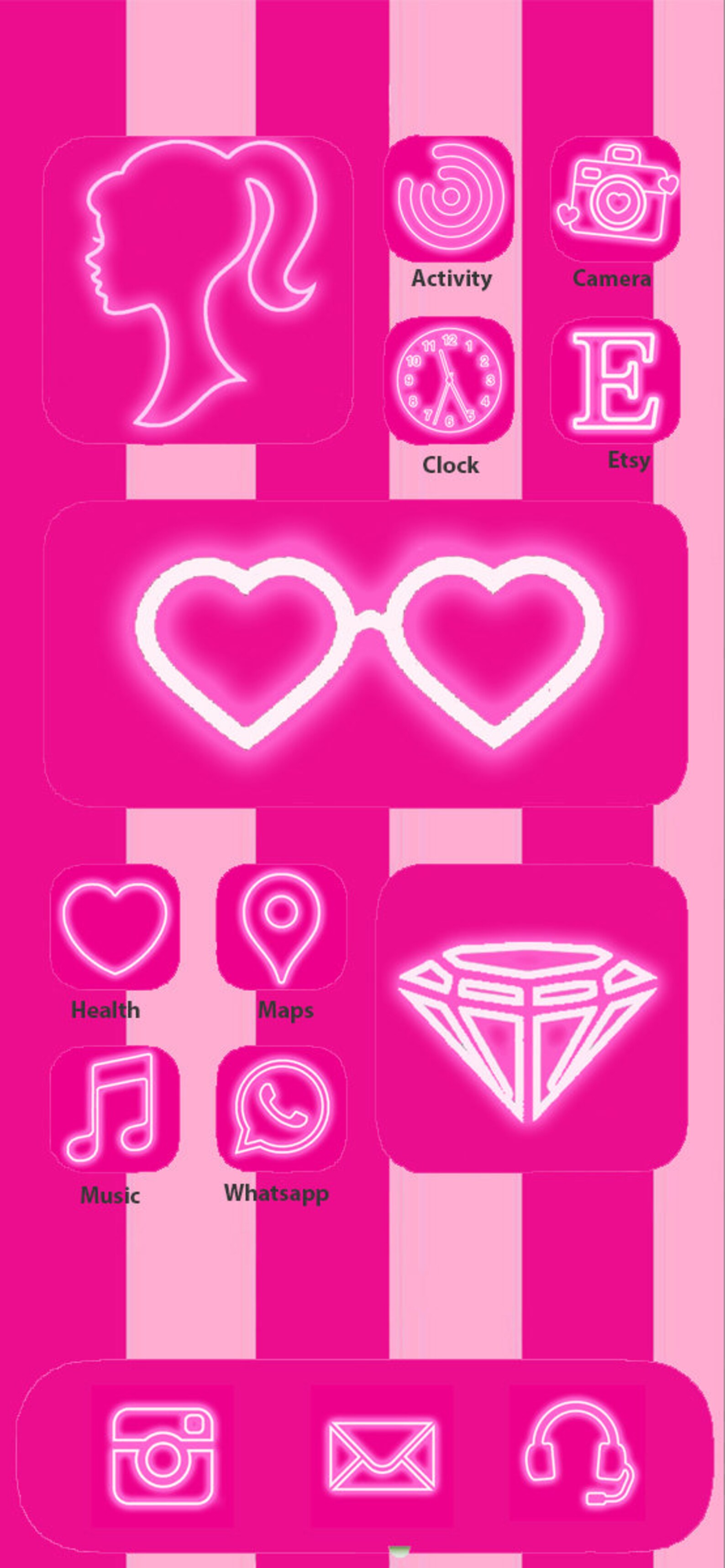 100 Neon Barbie Pink Ios App Icons JPEG Icons Screen Icons - Etsy
