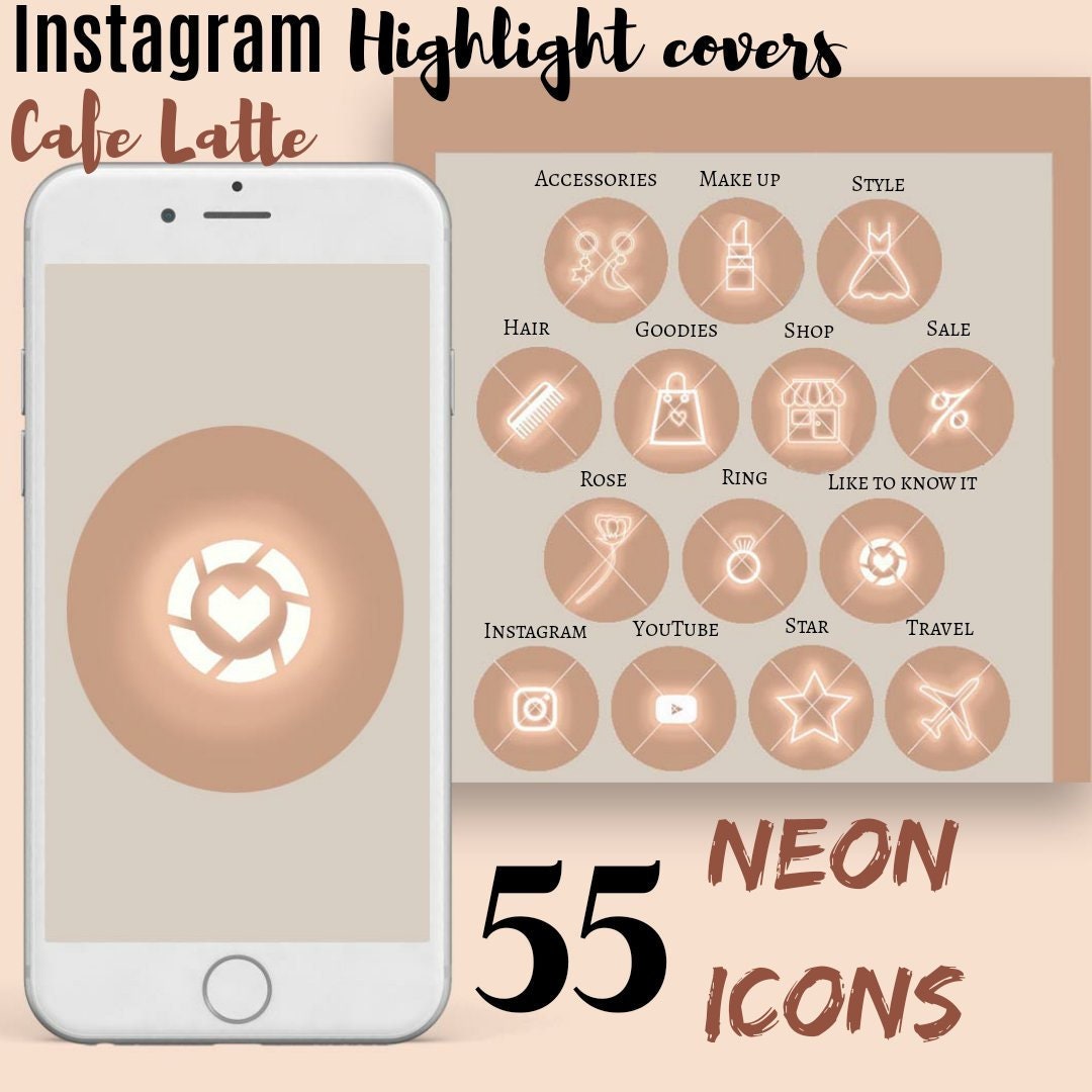 55 Neon Beige Instagram Highlight Covers | Highlight Icons | JPEG Icons ...