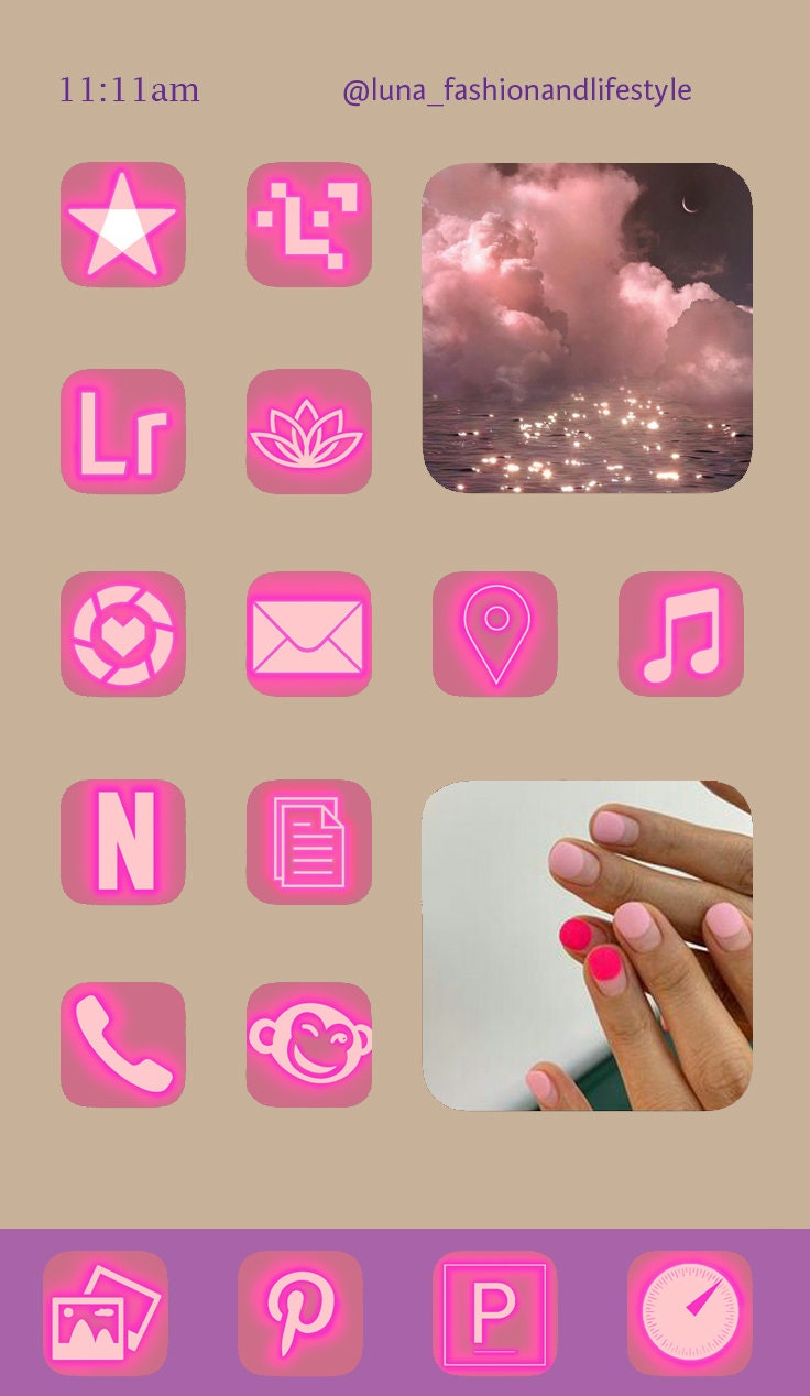 46 Light Pink Neon Ios 14 App Icons | Highlight Icons | JPEG Icons ...