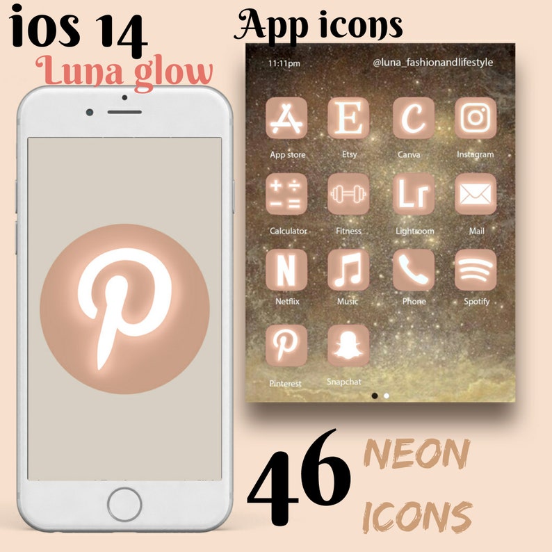46 Neon Beige Ios 14 App Icons | Highlight Icons | JPEG & PNG Icons ...