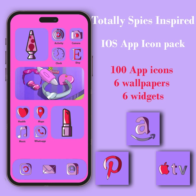 100 Totally Spies Pink Ios App Icons | JPEG Icons | Screen Icons - Etsy