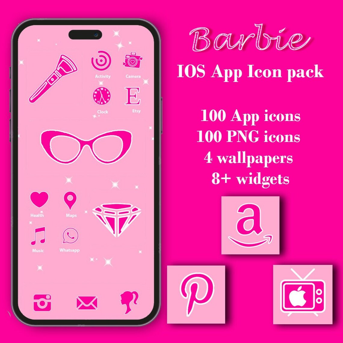 100 Barbiecore Pink Ios App Icons JPEG Icons Screen Icons - Etsy