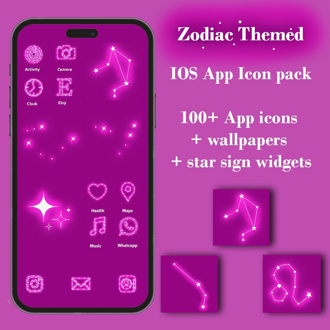 Purple Pink Constellation Zodiac Theme Icon Pack 100 Icons Wallpapers ...