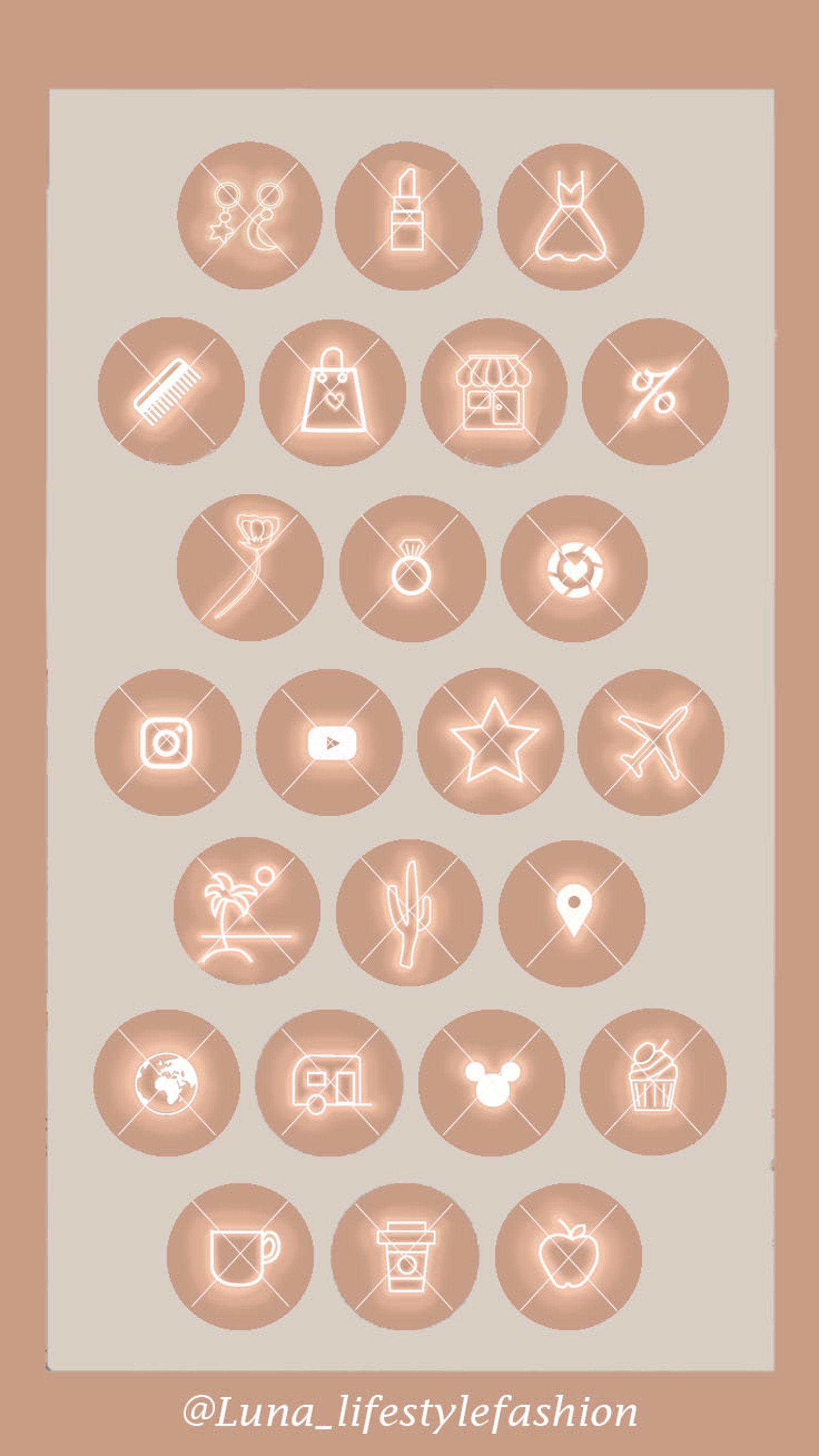 55 Neon Beige Instagram Highlight Covers | Highlight Icons | JPEG Icons ...