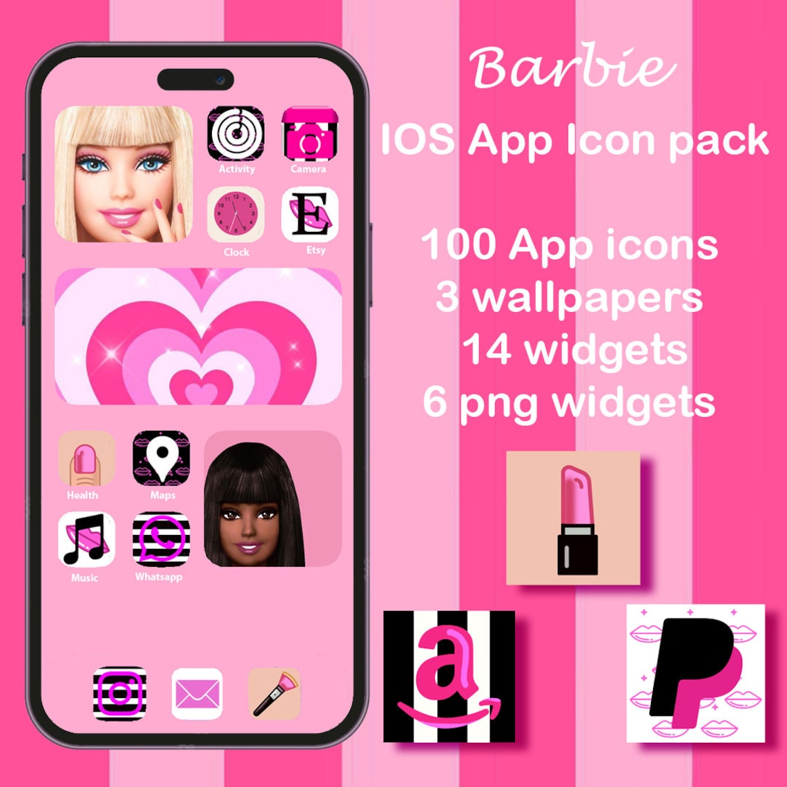 Ultimate Barbie 3 Icon Pack 300 Icons Wallpapers & - Etsy