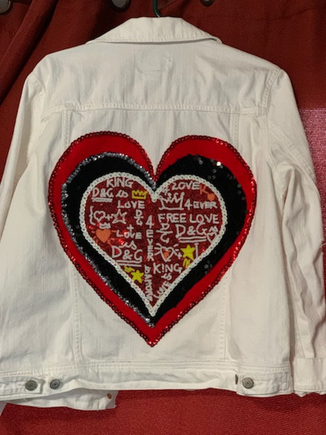 Embellished Heart Denim Jacket, Hand-sewn - Etsy