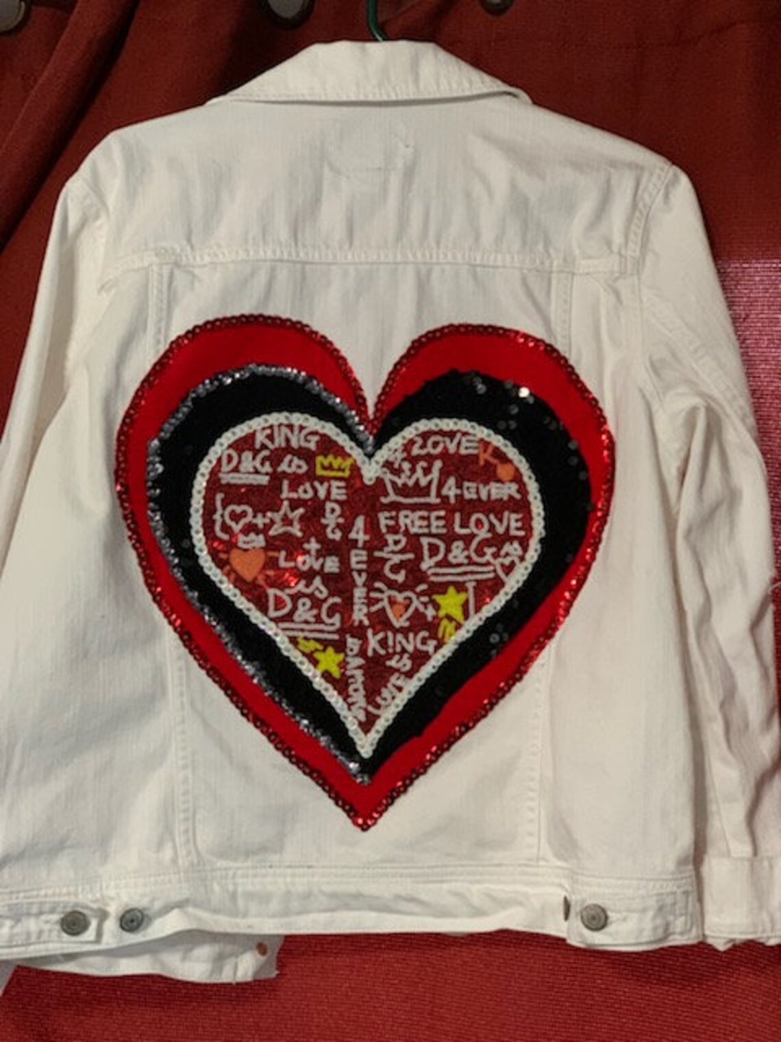 Embellished Heart Denim Jacket, Hand-sewn - Etsy