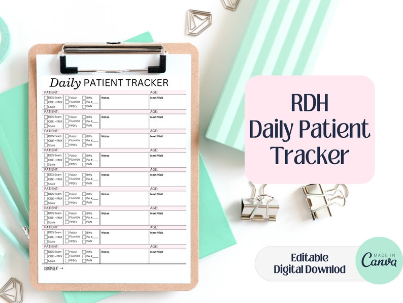 RDH Daily Patient Planner Printable Planner Instant Download Patient ...