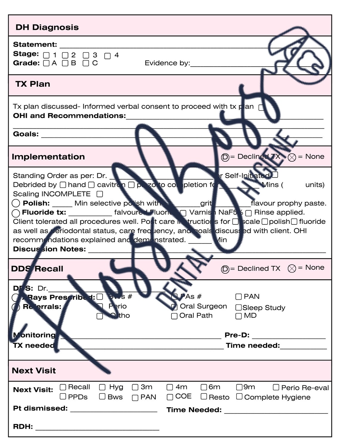 Dental Hygiene Pogress Note | Quick Note Taking With Dropdown Menus ...