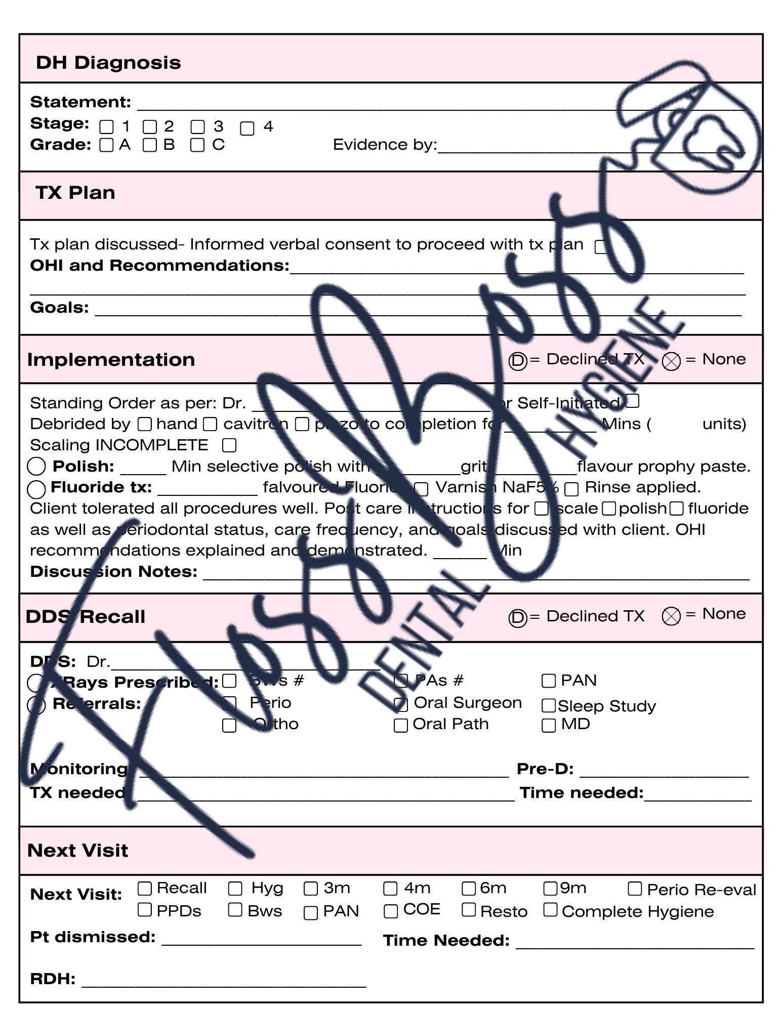 Dental Hygiene Pogress Note | Quick Note Taking With Dropdown Menus ...