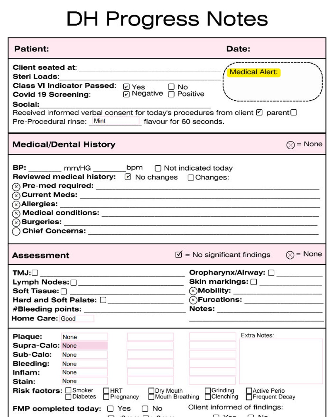 Dental Hygiene Pogress Note Quick Note Taking With Dropdown Menus ...