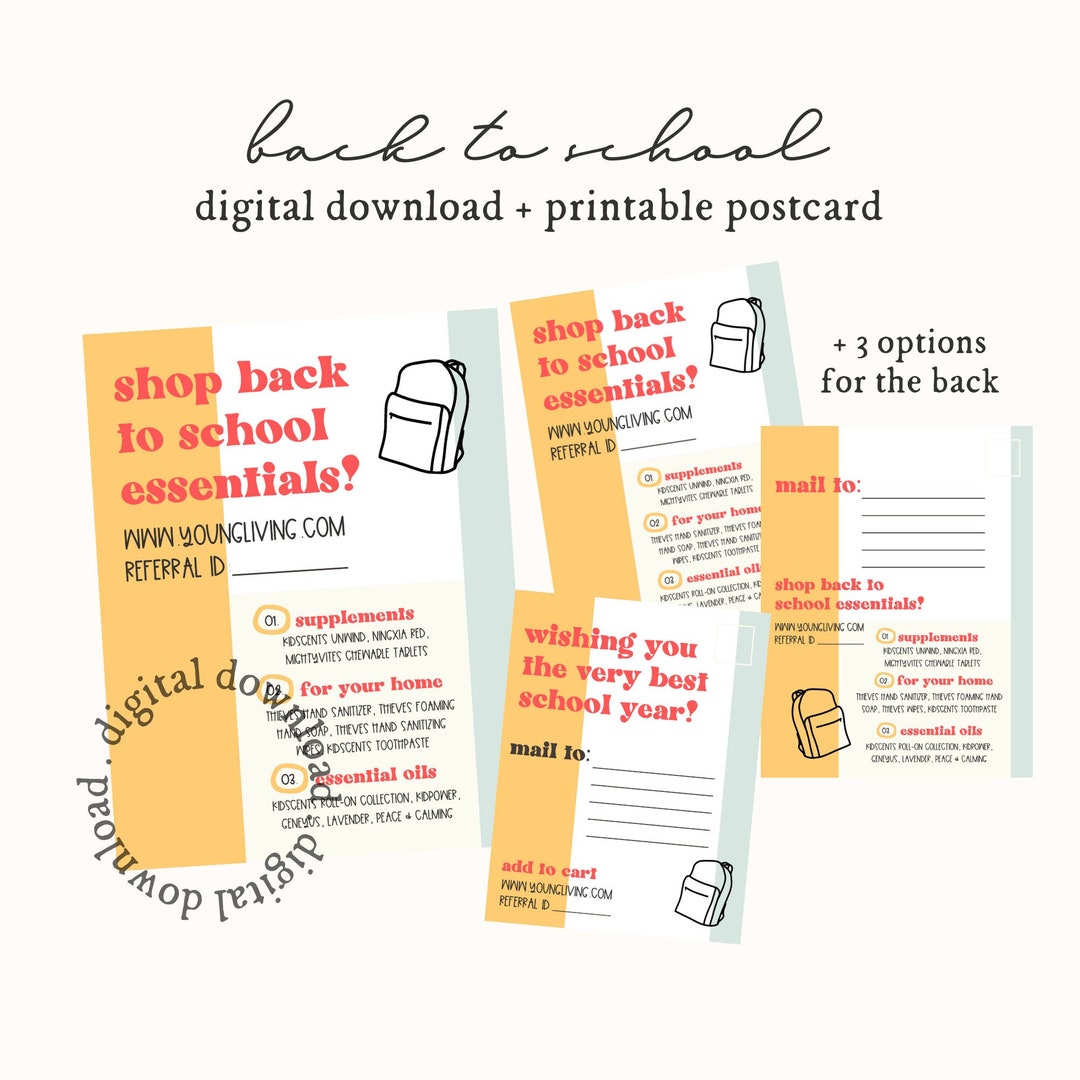 Back to School Essentials Card | Download + Print | Essential Oil ...