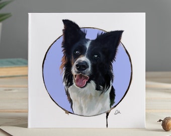 Border Collie Card Hand Printed Unique Design Linocut Card Lino Print ...